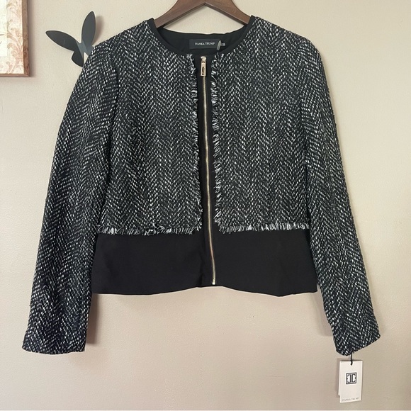 Ivanka Trump | Jackets & Coats | Ivanka Trump Black White Tweed Jacket ...